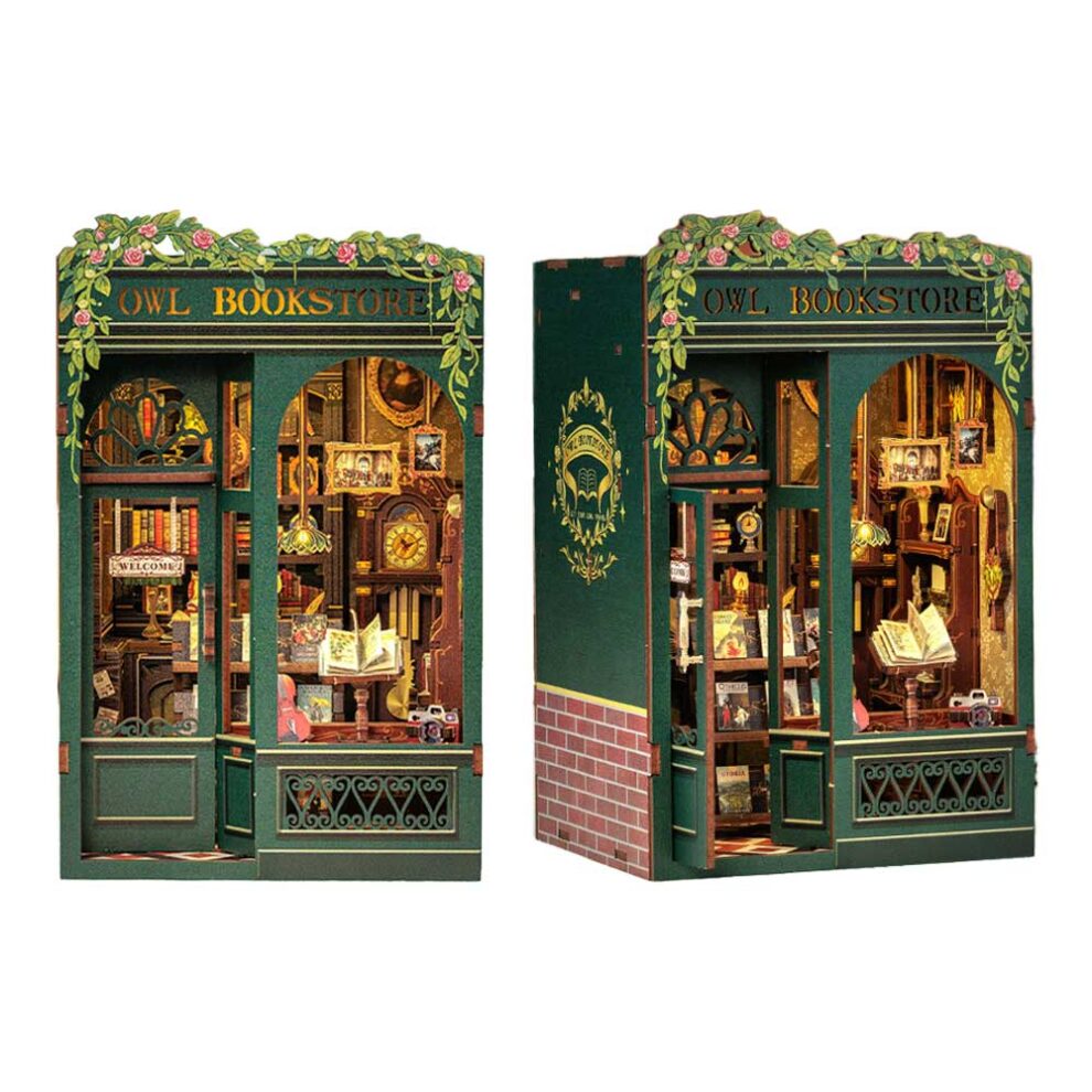 Owl Bookstore Book Nook Miniature Dollhouse - CraftDIYKit